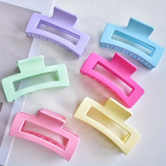 Accessories | 944 6 Pack Vibrant Solid Color Hair Claw Clips Lot ...